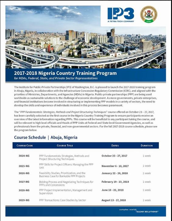 2017-2018 PPP training program in Abuja, Nigeria - Infrastructure ...