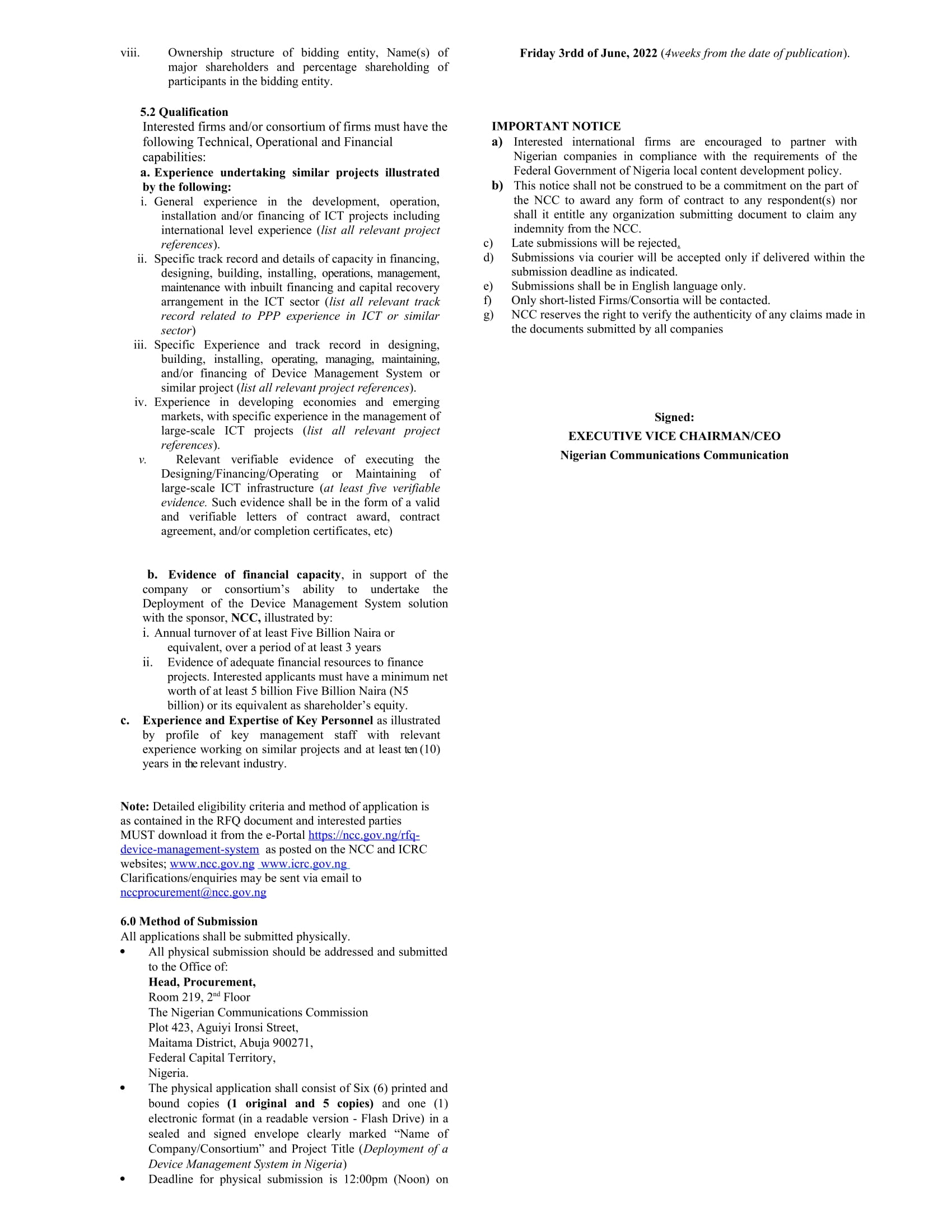 PPP: NCC issues Request For Qualification for Device Management System ...